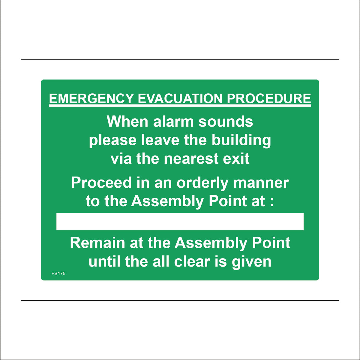 Emergency Evacuation Procedure Sign – PWDirect