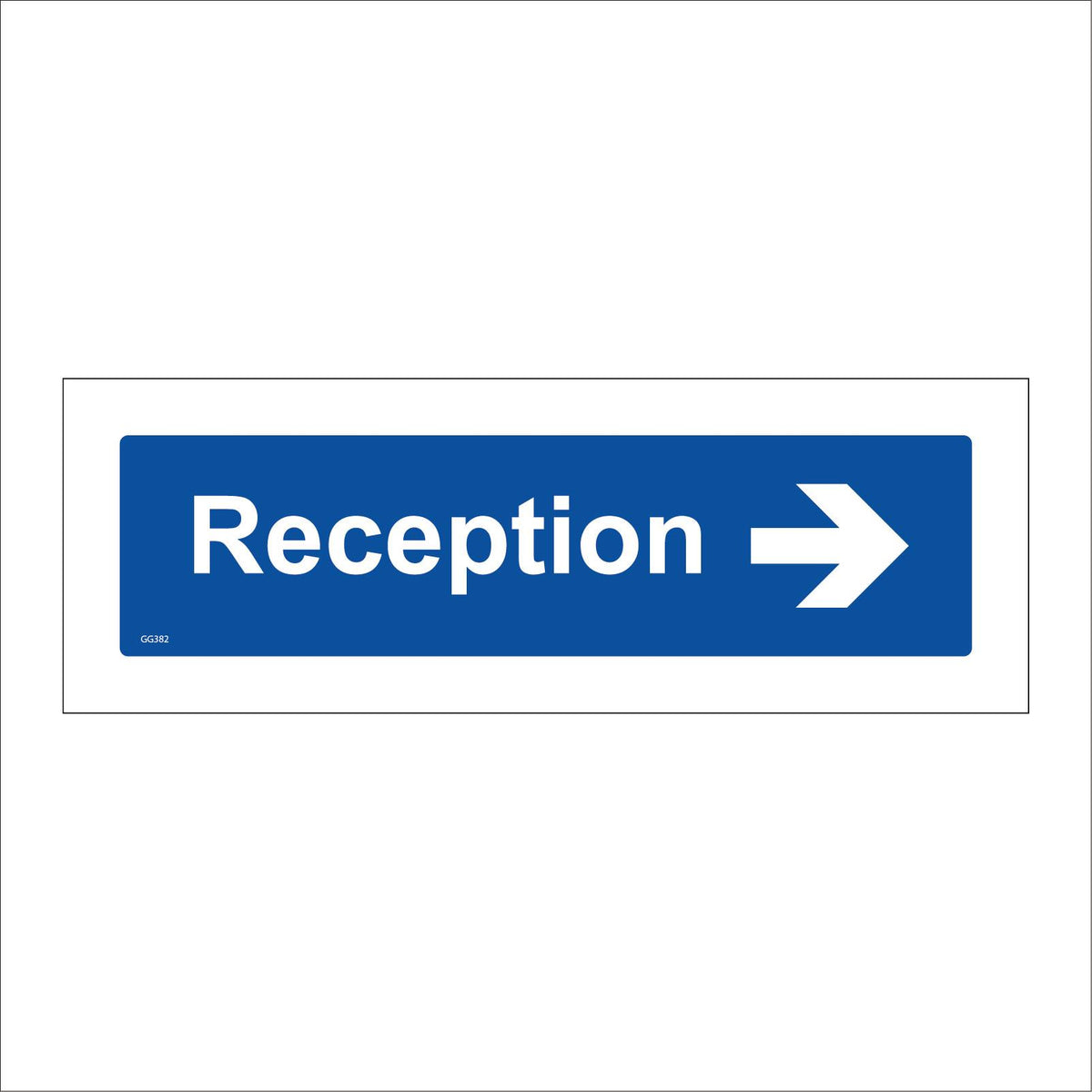Reception Right Arrow White On Blue Plaque – PWDirect