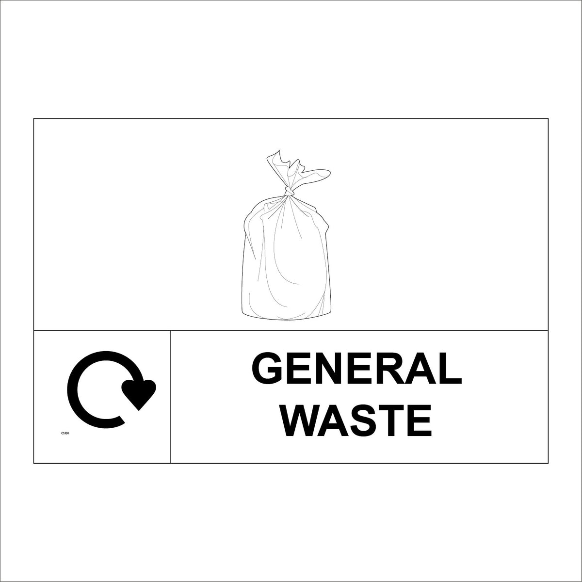 General Waste Recycling Sign with Rubbish Bag Recycling Logo – PWDirect