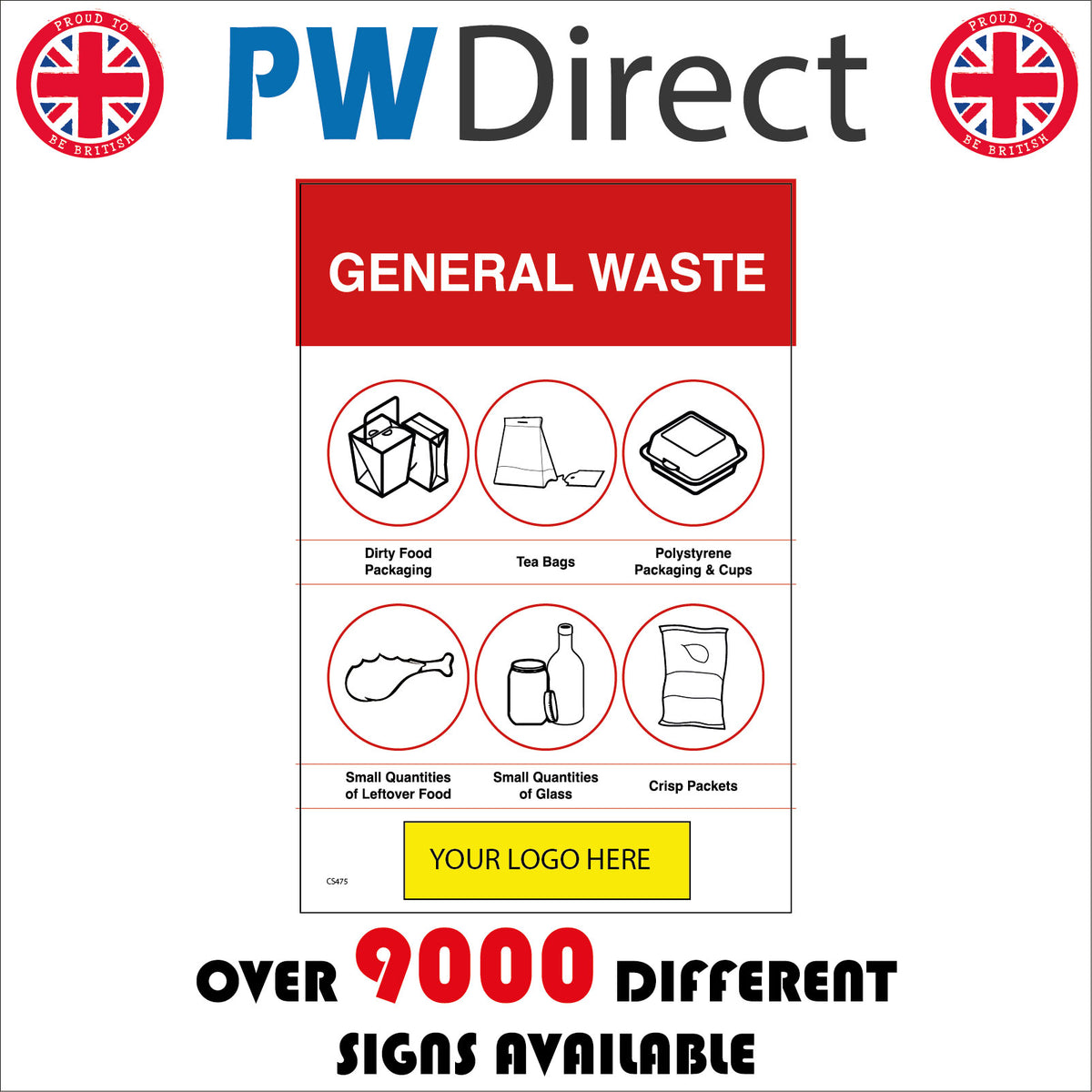 General Waste Poster Non Recyclable Bin Dirty – PWDirect