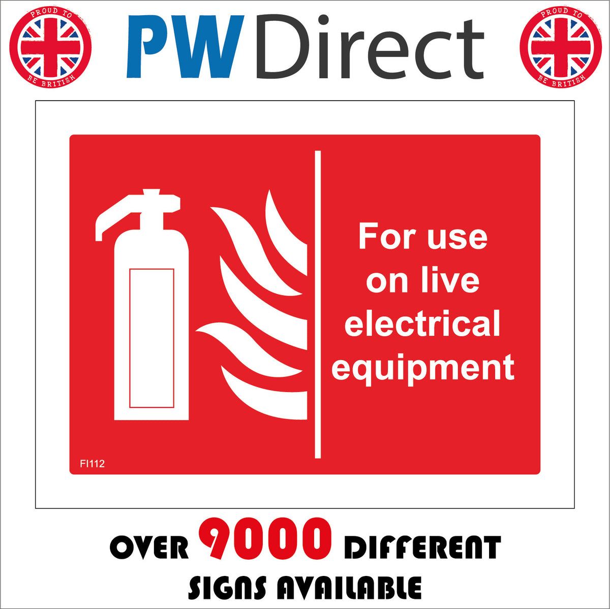 For Use On Live Electrical Equipment Sign with Fire Fire Extinguisher ...