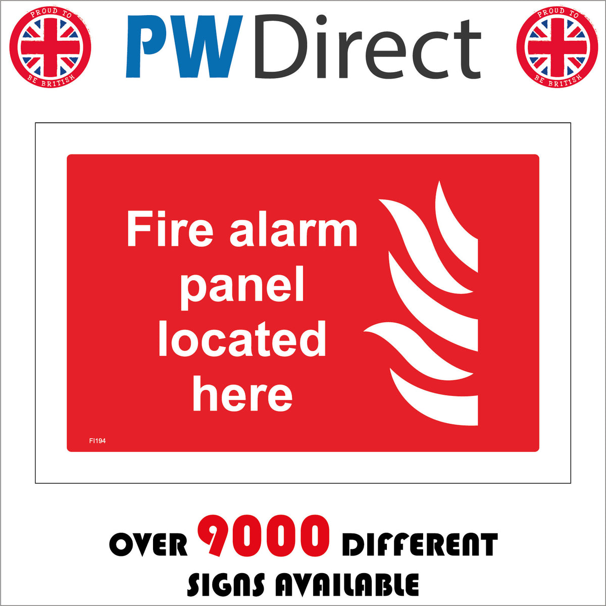 Fire Alarm Panel Located Here Sign with Flames – PWDirect