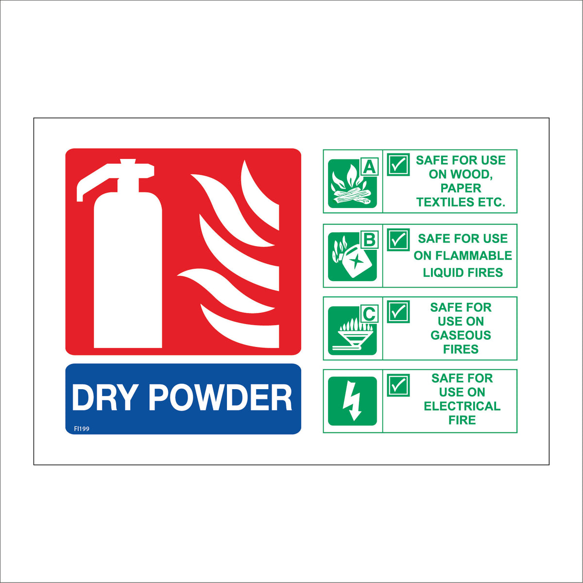 Dry Powder Fire Extinguisher Sign with Fire Extinguisher Lightning Wood ...