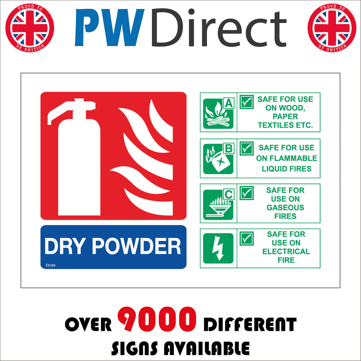 Dry Powder Fire Extinguisher Sign with Fire Extinguisher Lightning Wood ...