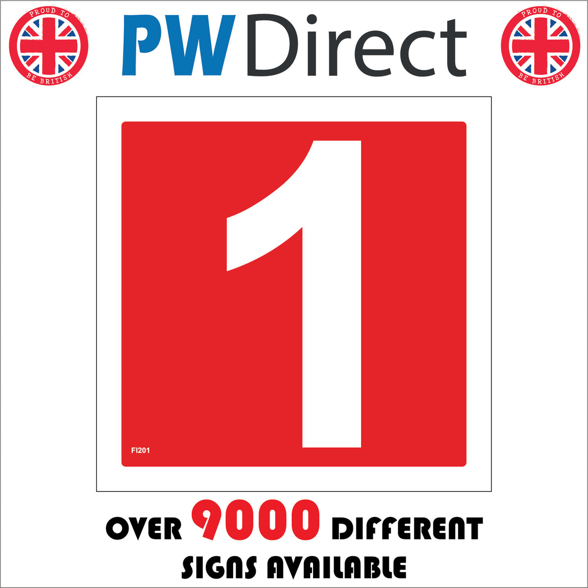 Number 1 One Fire Office Location Workplace Sign with Number 1 – PWDirect
