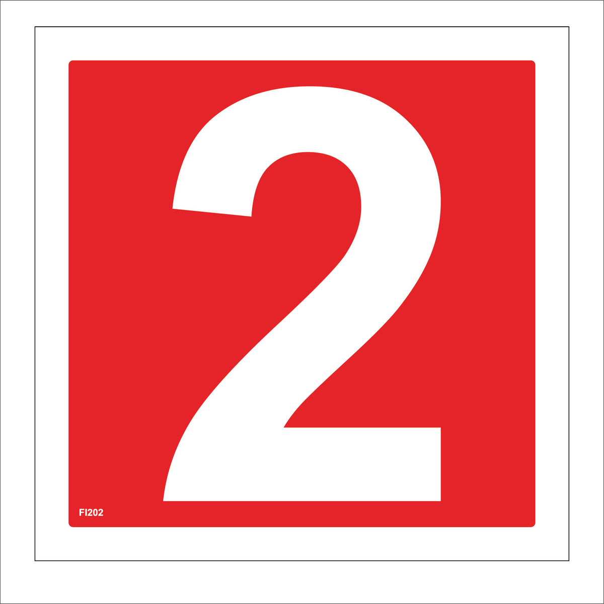 Number 2 Two Red White Fire Safety Sign with Number 2 – PWDirect