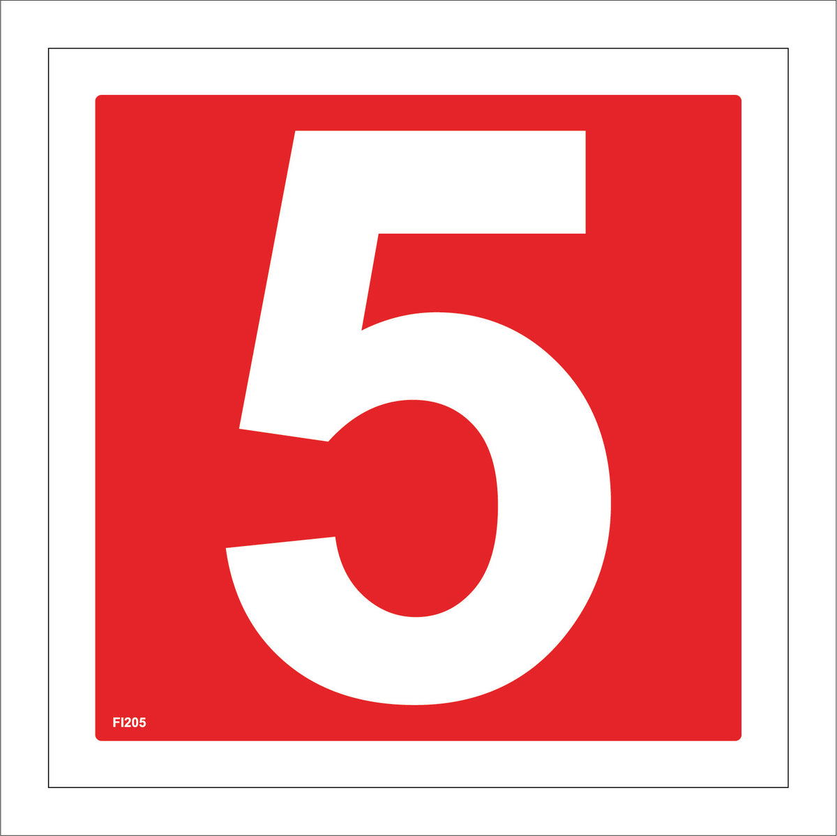Number 5 Five Fire Red White Marshal Sign with Number 5 – PWDirect
