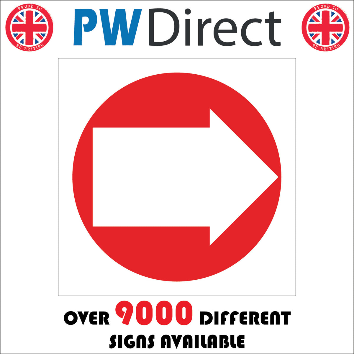 Right Arrow White On Red Direction Route Way Sign with Right Arrow ...
