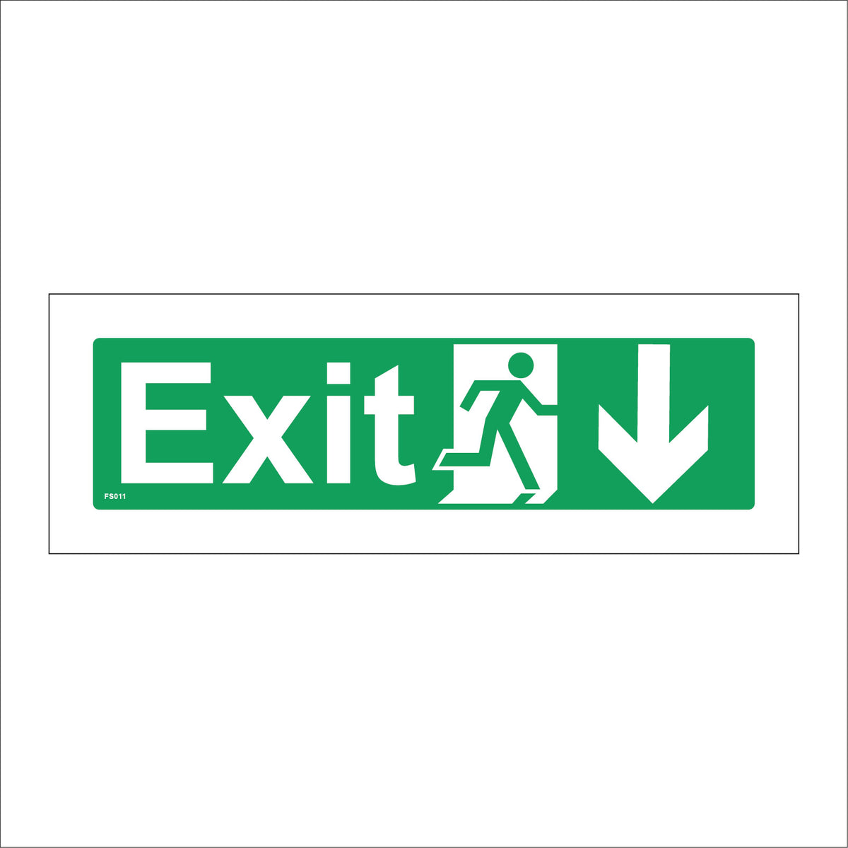 Exit Below Right Sign with Running Man Door Arrow – PWDirect
