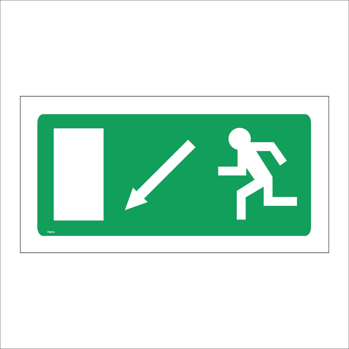 Emergency Exit Below Left Sign with Running Man Door Arrow – PWDirect