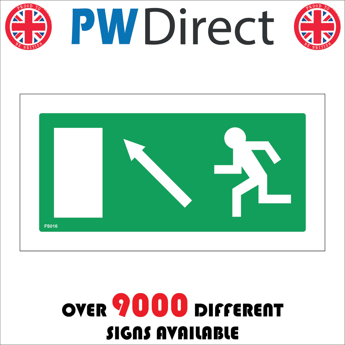 Emergency Exit Left Sign with Running Man Door Arrow – PWDirect
