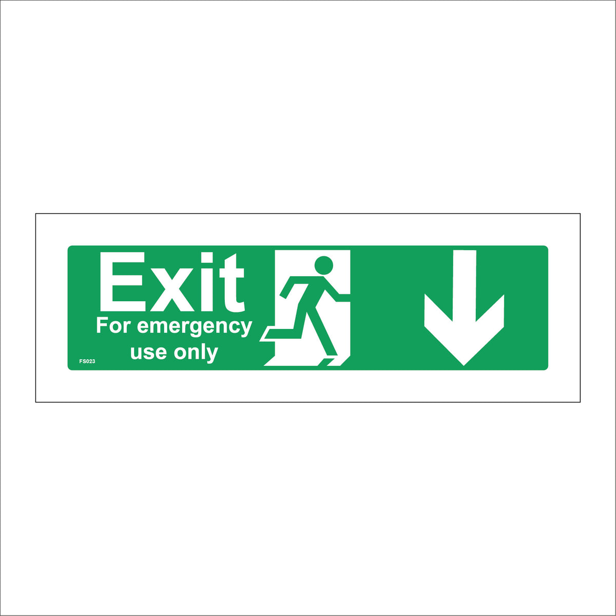 Exit For Emergency Use Sign with Running Man Door Arrow – PWDirect