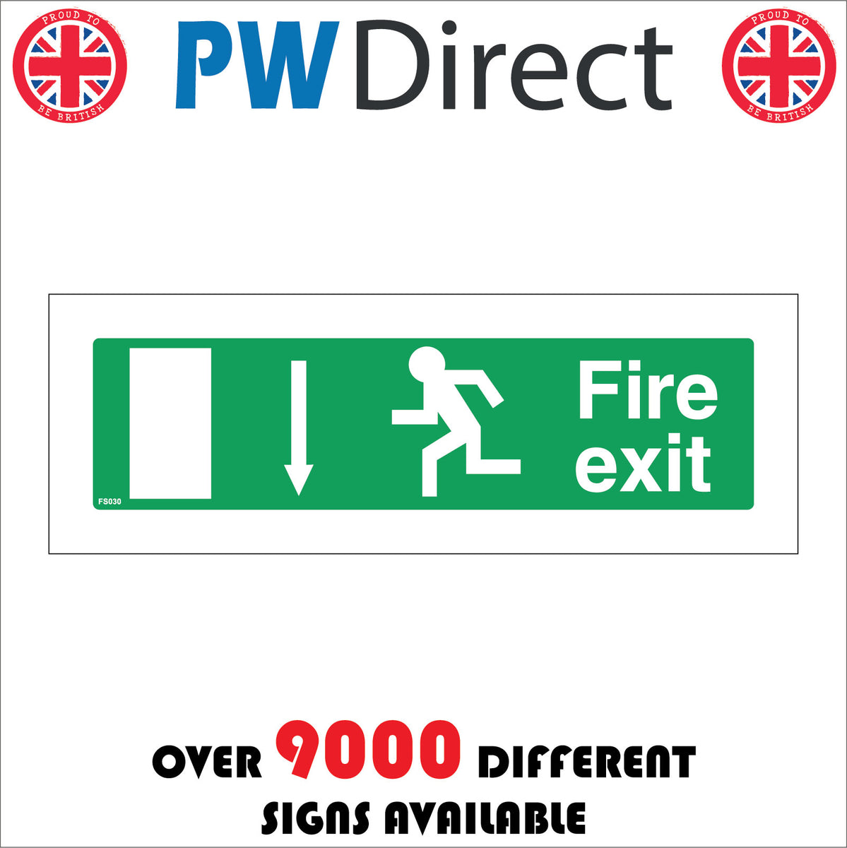 Fire Exit Below Sign with Running Man Door Arrow – PWDirect