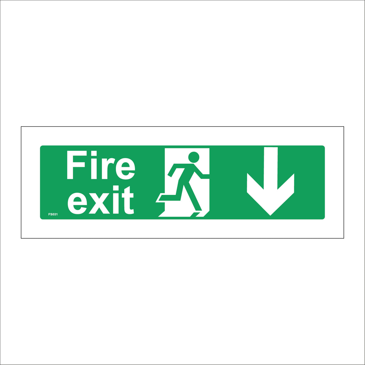 Fire Exit Below Sign with Running Man Door Arrow – PWDirect