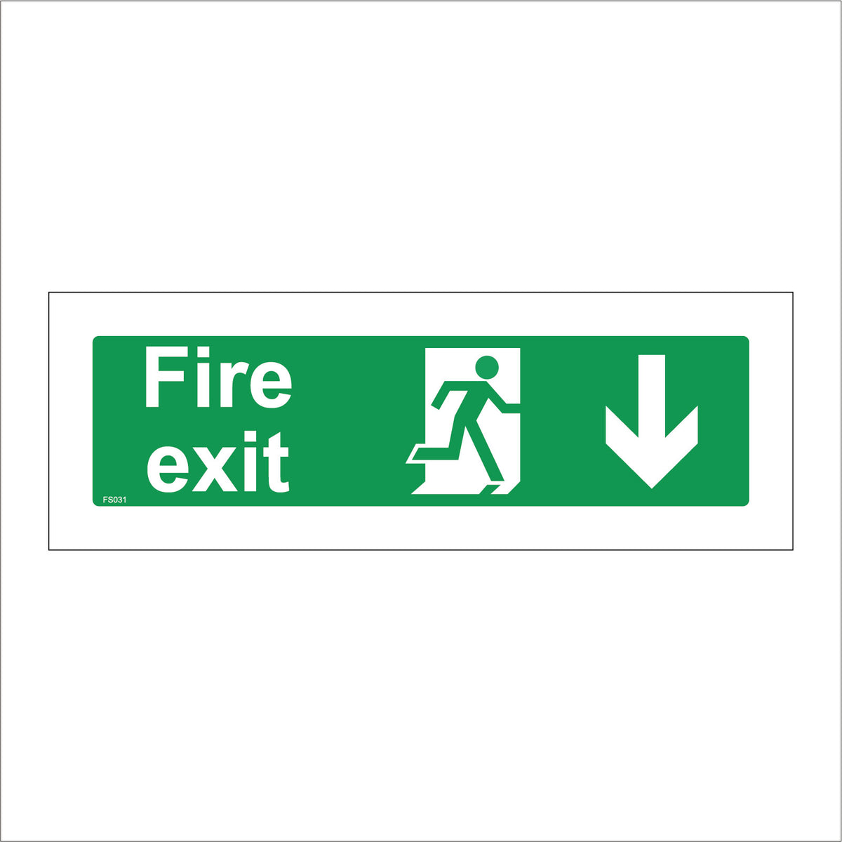 Fire Exit Below Sign with Running Man Door Arrow – PWDirect