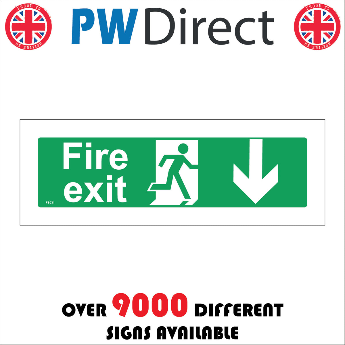 Fire Exit Below Sign with Running Man Door Arrow – PWDirect