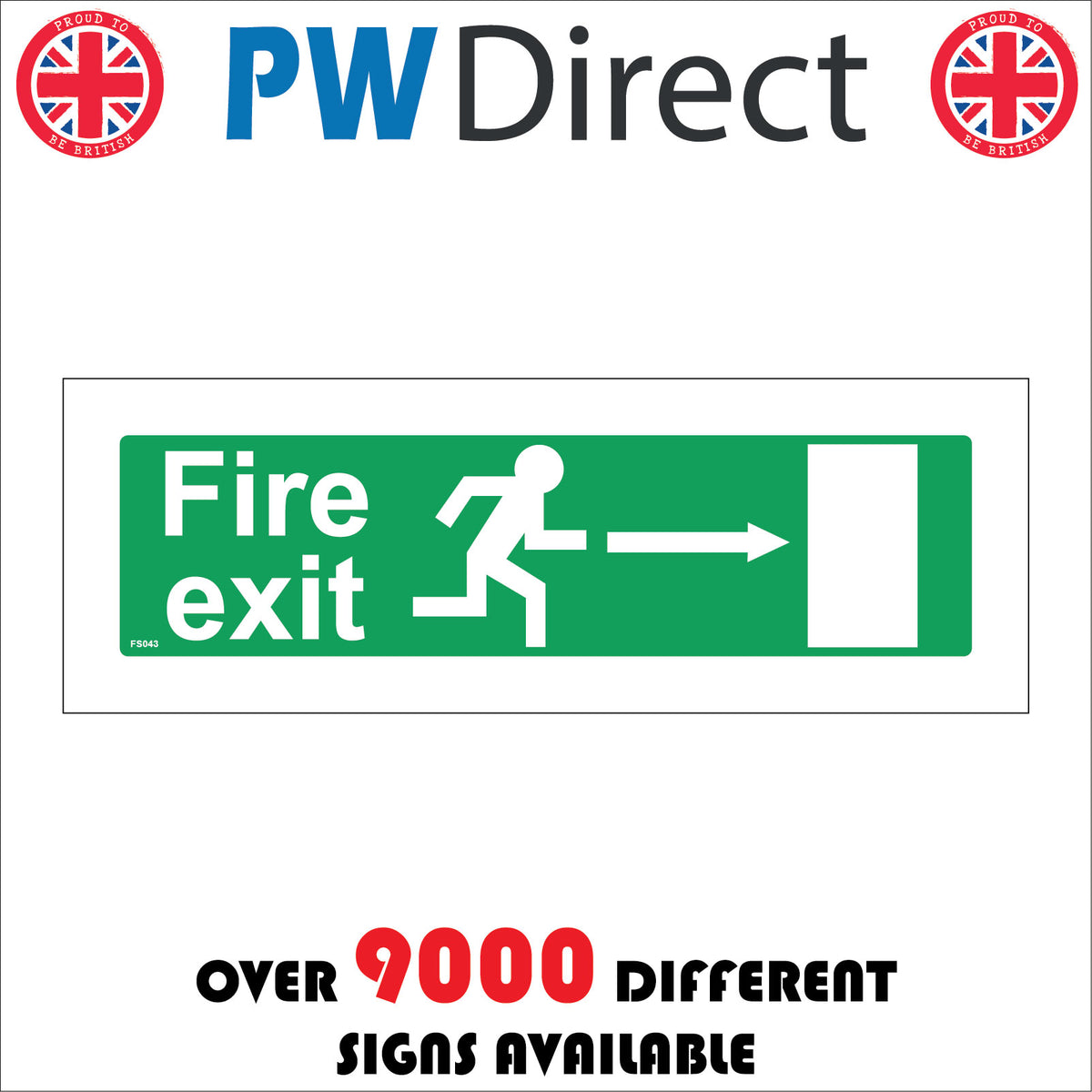 Fire Exit Right Sign with Running Man Door Arrow – PWDirect
