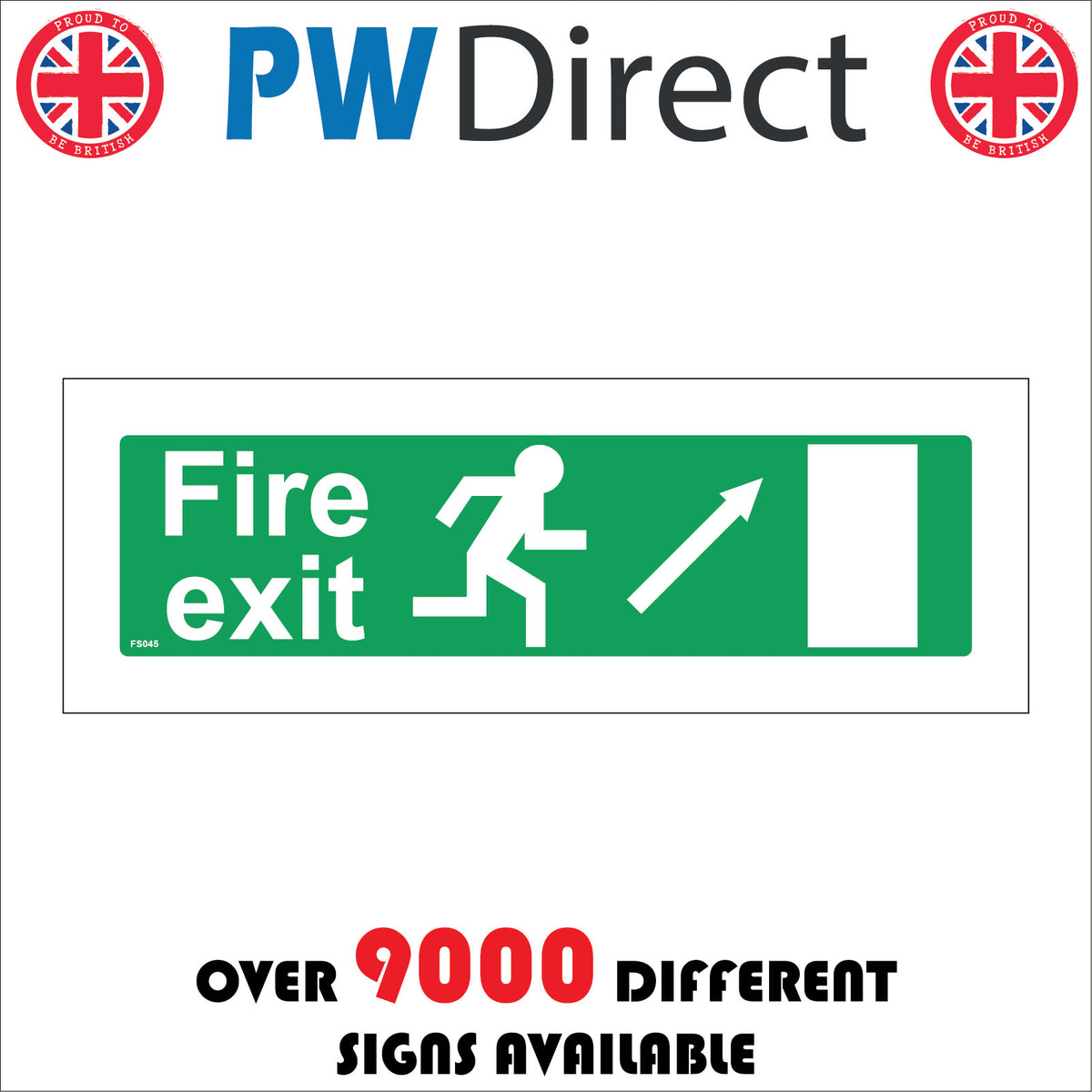 Fire Exit Right Sign with Running Man Door Arrow – PWDirect