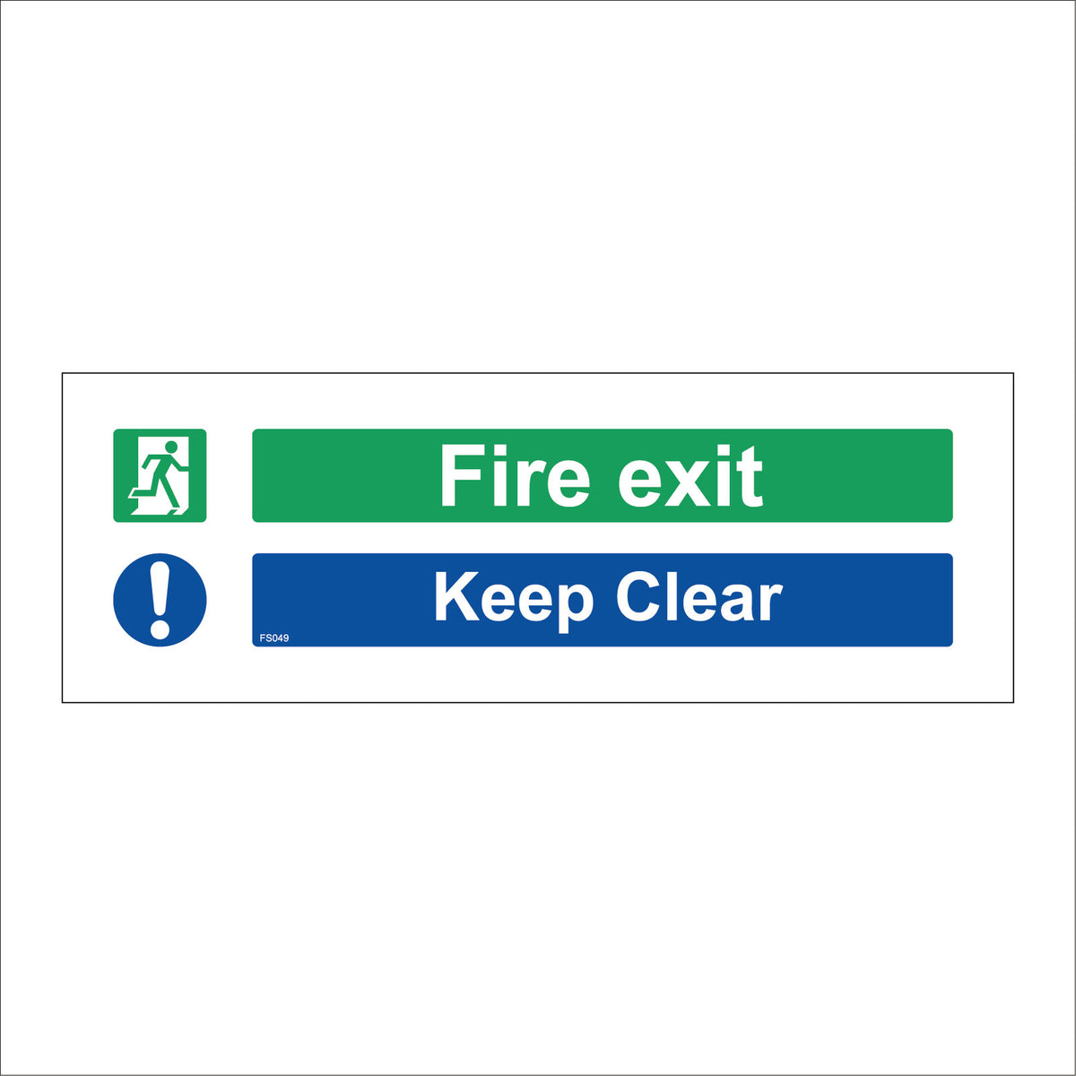 Fire Exit Keep Clear Sign with Running Man Door Exclamation Mark – PWDirect