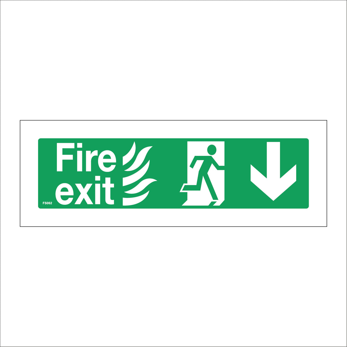 Fire Exit Below Sign with Running Man Arrow Door Fire – PWDirect