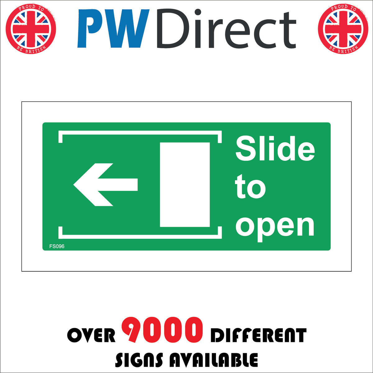Slide Left To Open Sign with Door Arrow – PWDirect