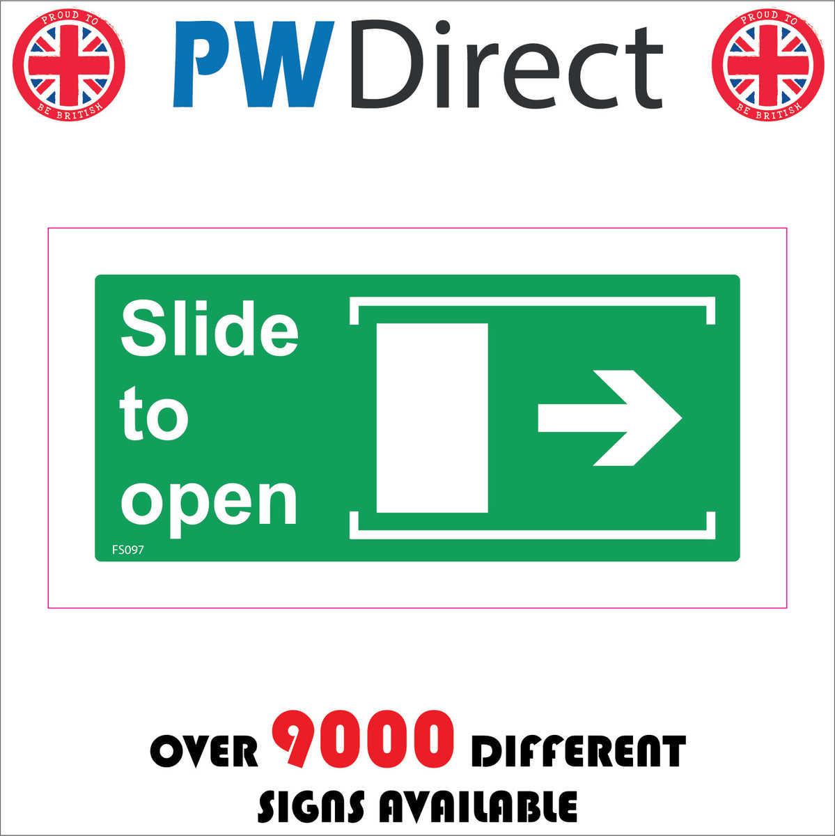 Slide Right To Open Sign with Door Arrow – PWDirect