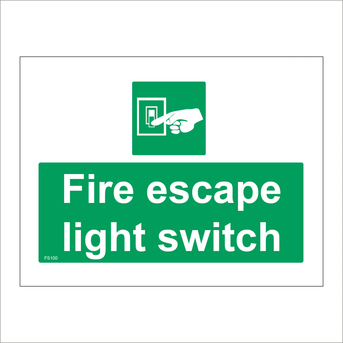 Fire Escape Light Switch Sign with Switch Hand – PWDirect