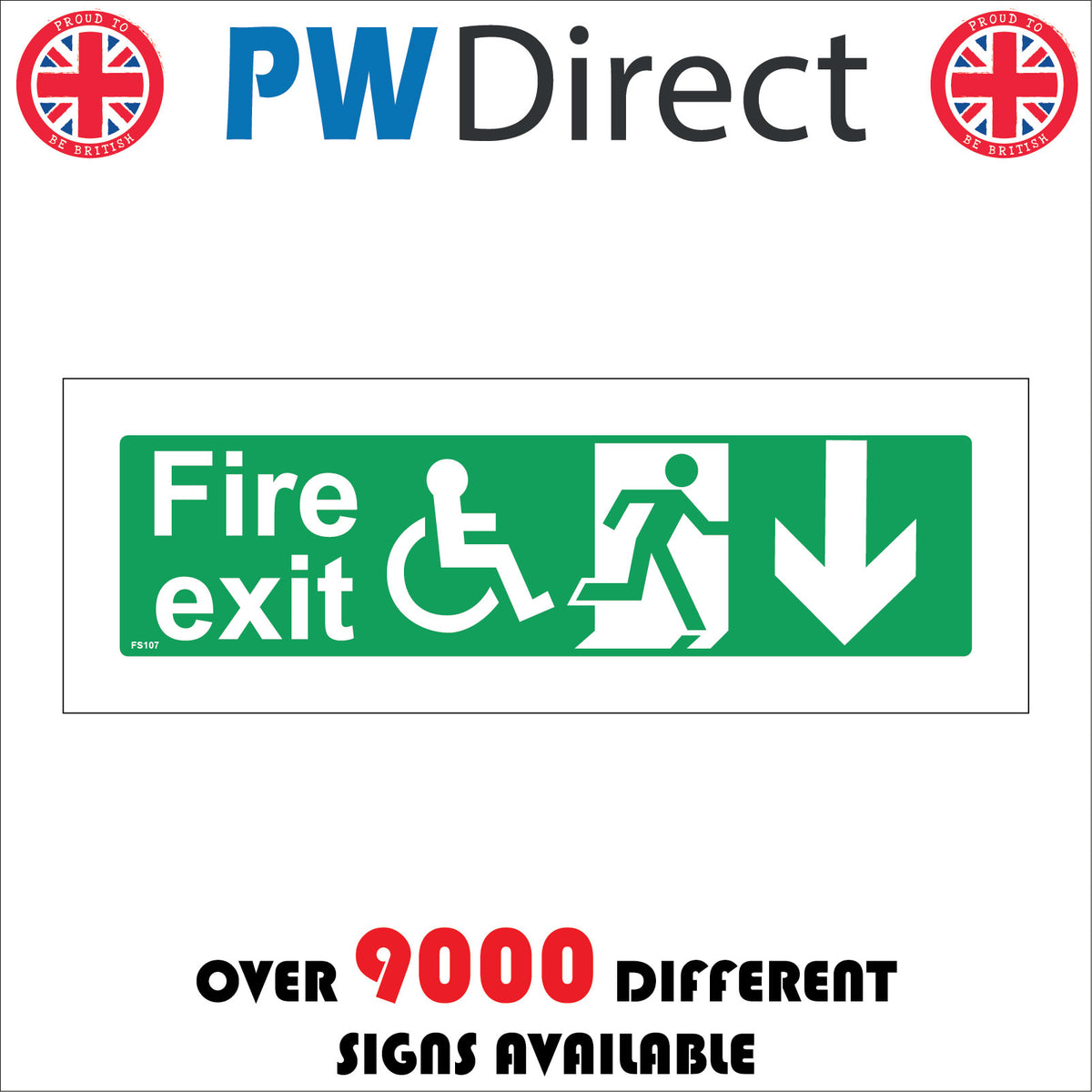 Disabled Fire Exit Below Sign with Wheelchair Running Man Door Arrow ...