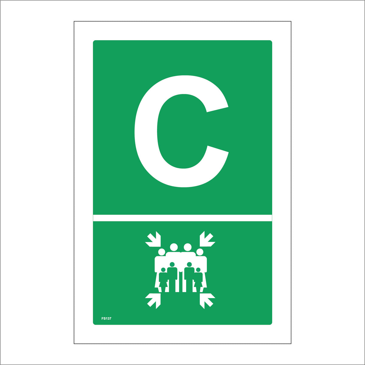 Fire Assembly Point C Sign with Arrows People – PWDirect