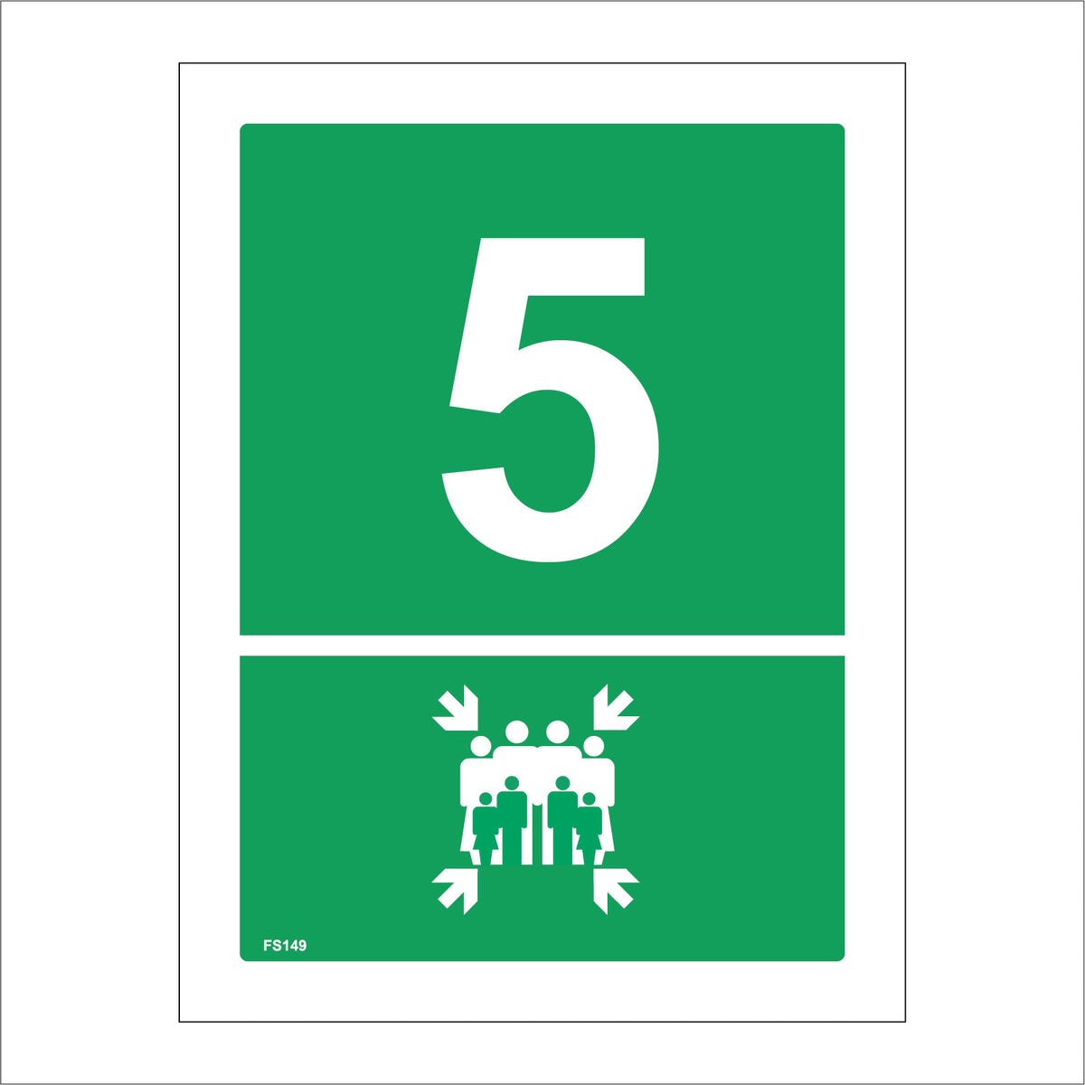 Fire Assembly Point 5 Sign with Arrows People – PWDirect