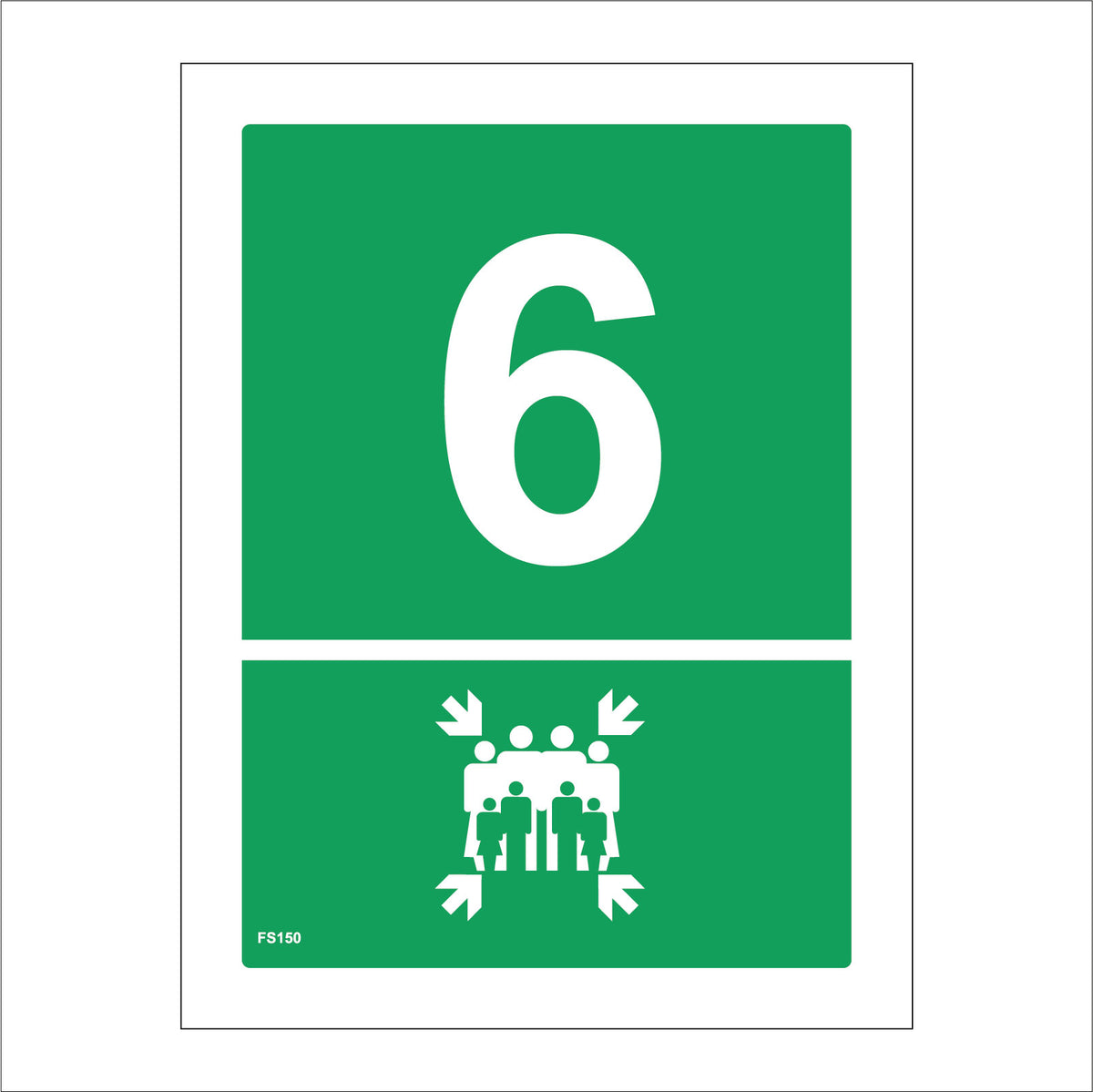 Fire Assembly Point 6 Sign with Arrows People – PWDirect