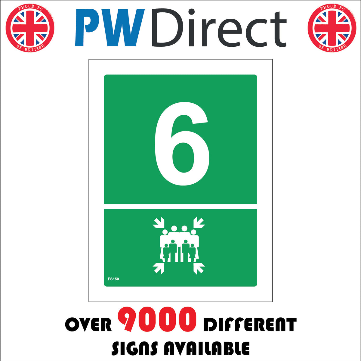 Fire Assembly Point 6 Sign with Arrows People – PWDirect