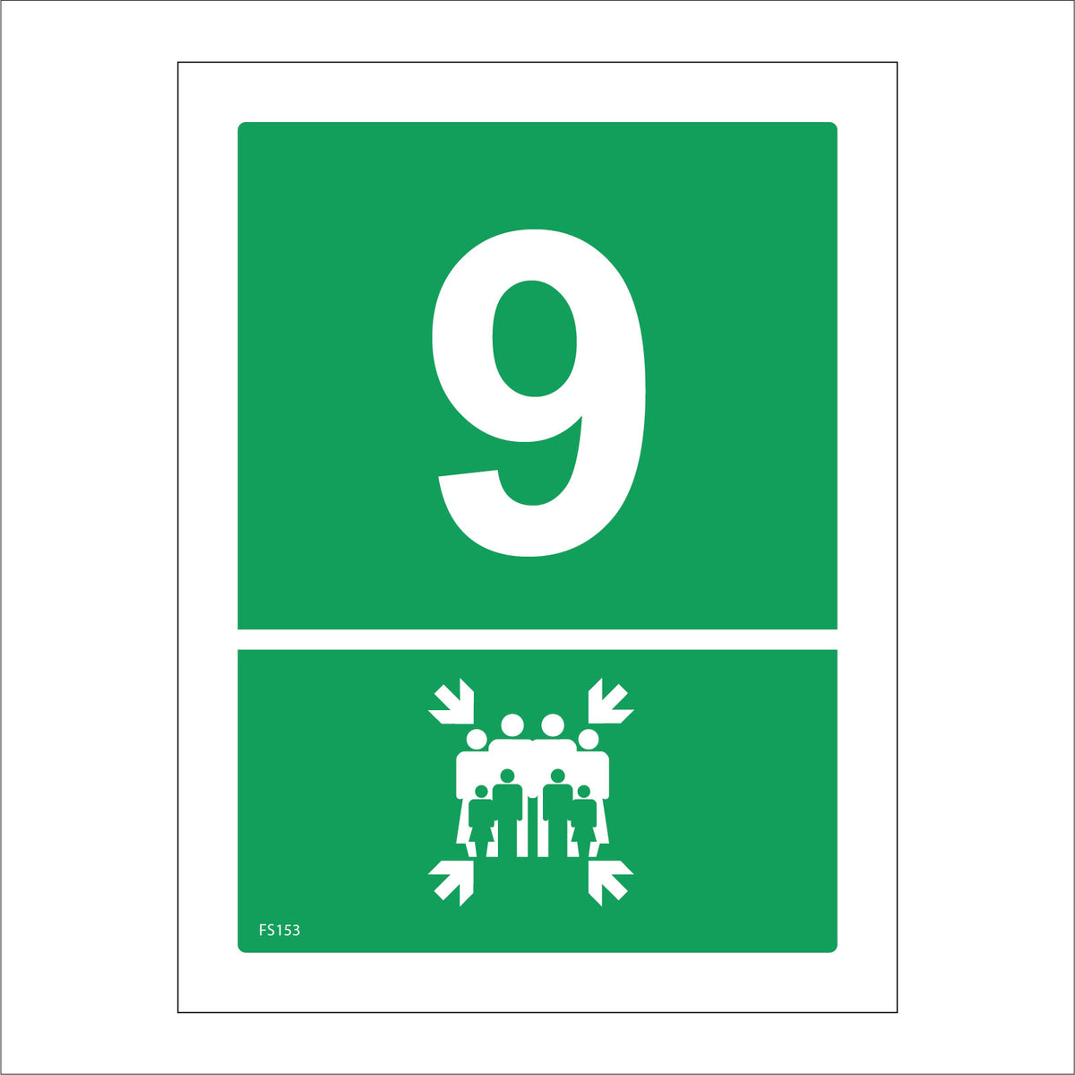 Fire Assembly Point 9 Sign with Arrows People – PWDirect