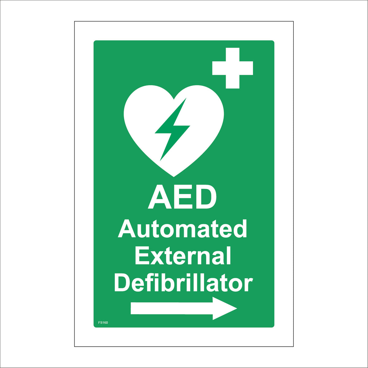 Aed Automated External Defibrillator Right Arrow Sign with First Aid ...