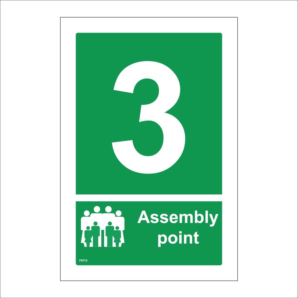 Fire Assembly Point 3 Sign with People Number 3 – PWDirect