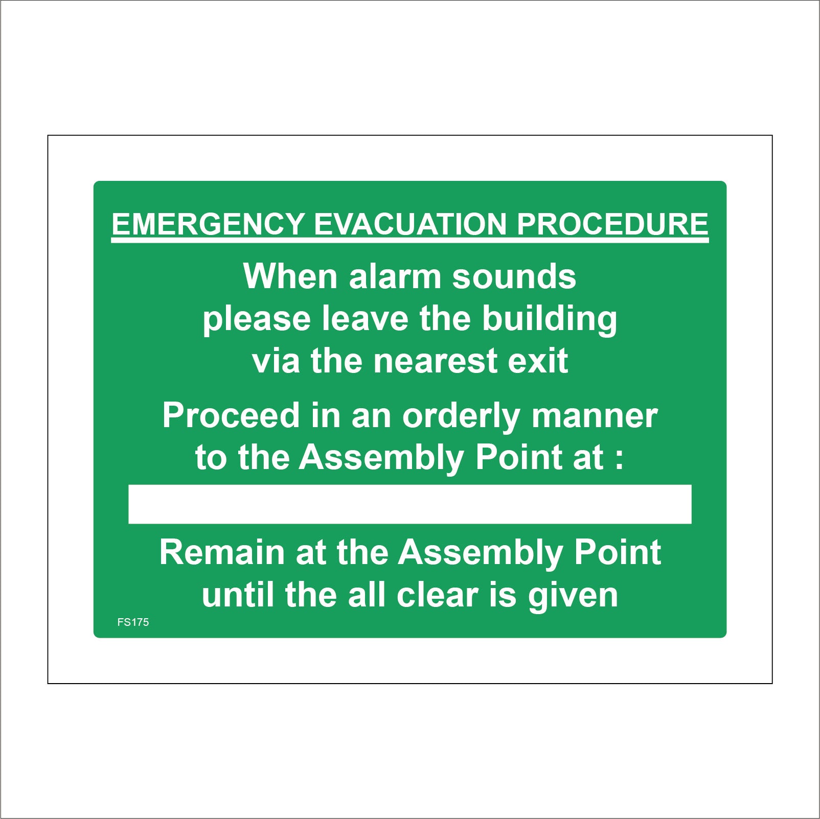 Emergency Evacuation Procedure Sign – PWDirect