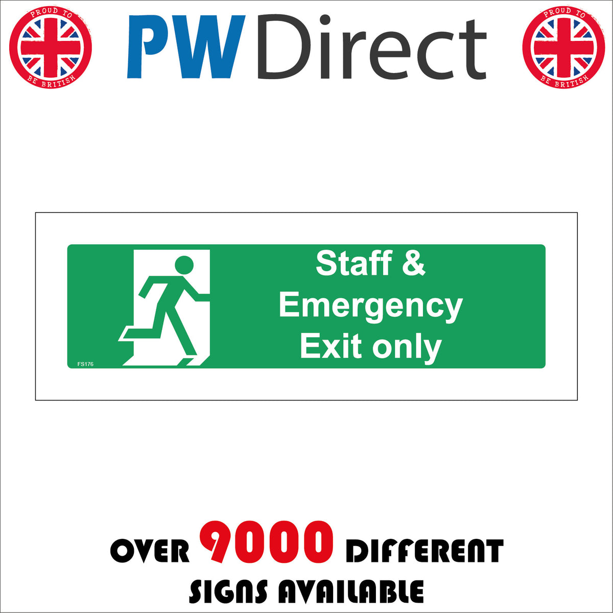 Staff & Emergency Exit Only Sign with Door Man – PWDirect