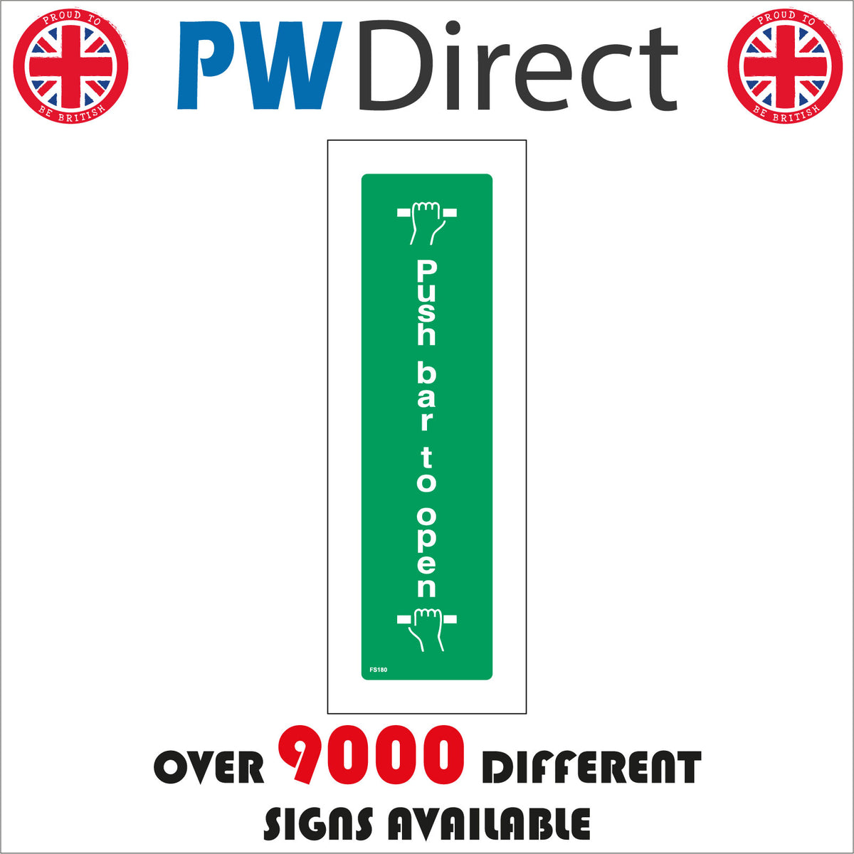 Push Bar To Open Sign with Hand Top Bottom – PWDirect