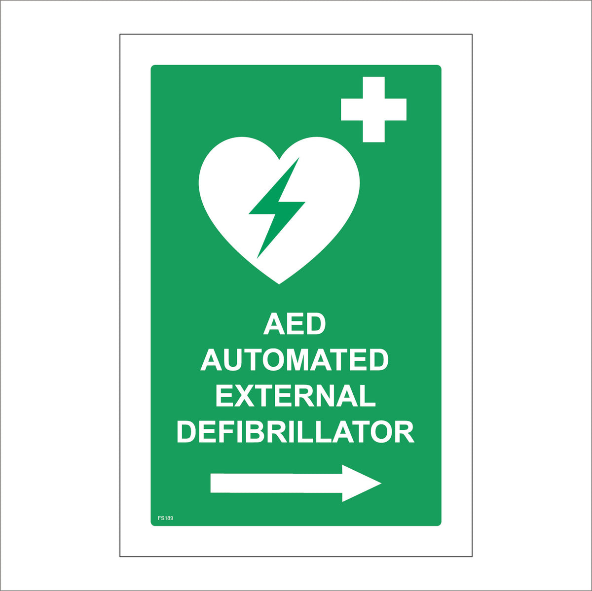 Aed Automated External Defibrillator Sign with Plus Sign Arrow Right ...
