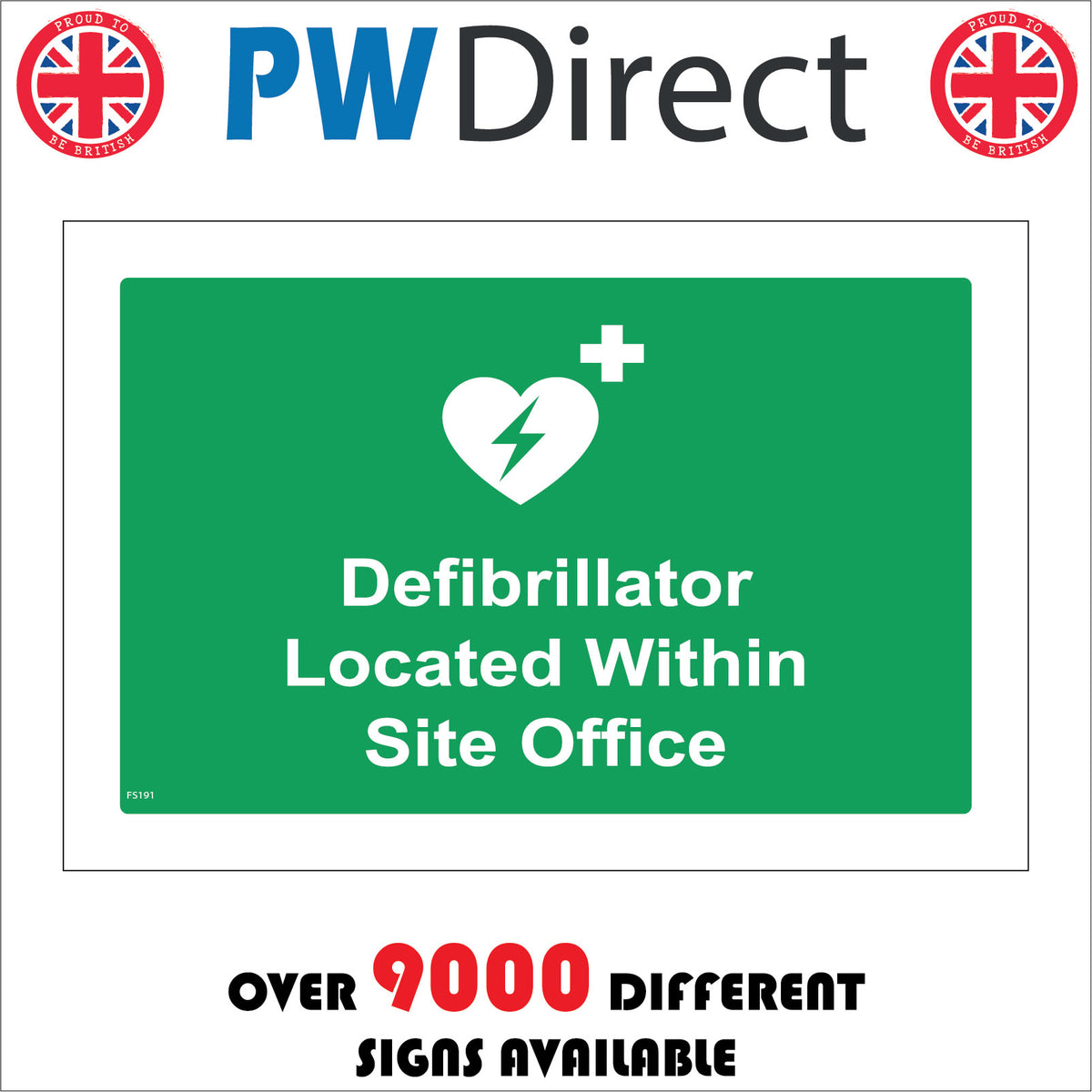 Defibrillator Located Within Site Office Sign with Plus Sign Heart ...