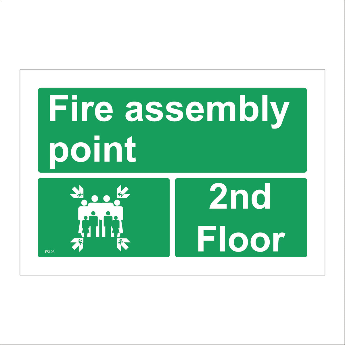 Fire Assembly Point 2Nd Floor Sign with Four Arrows Pointing To Group ...