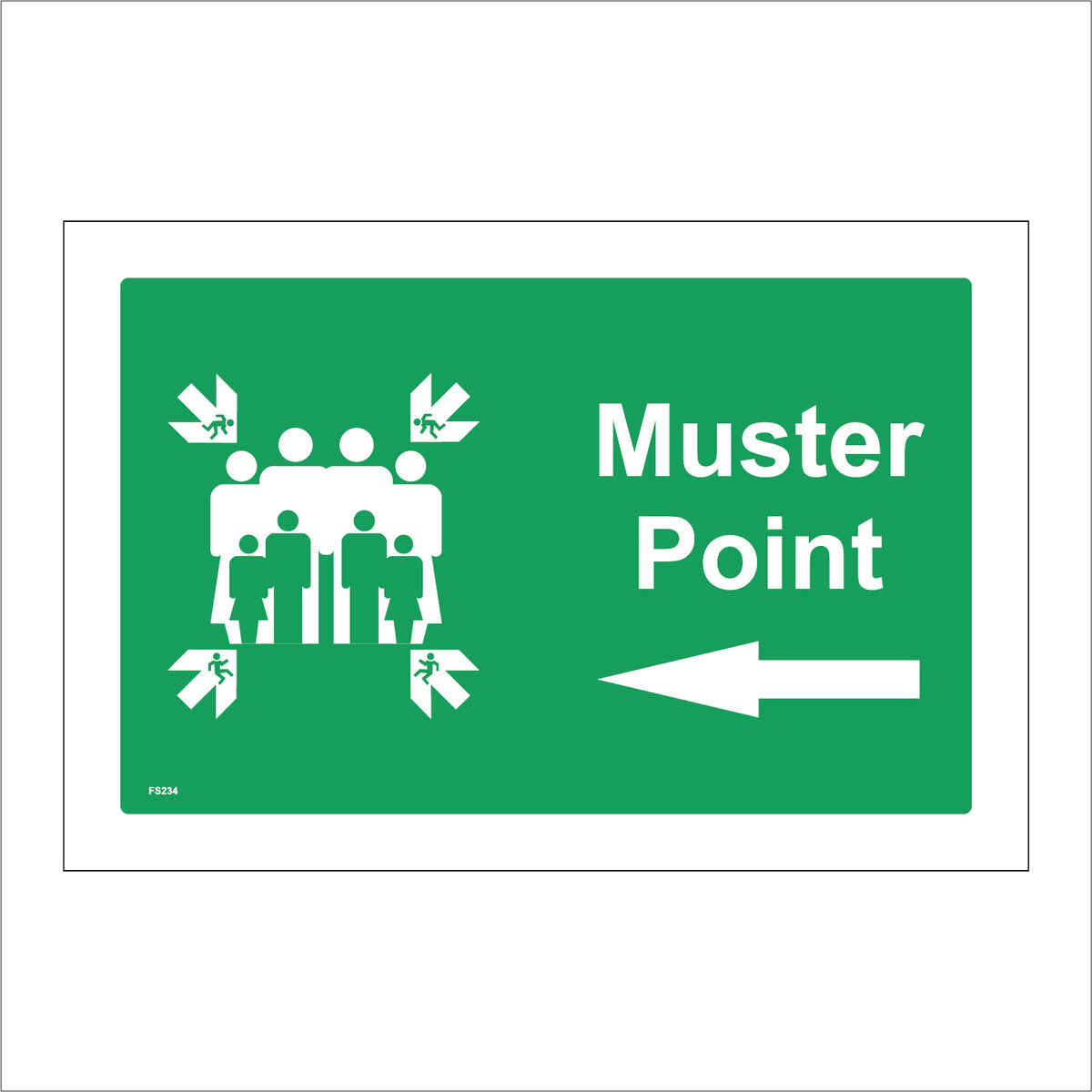Muster Point Left Arrow Sign with People Arrow Pointing Left – PWDirect