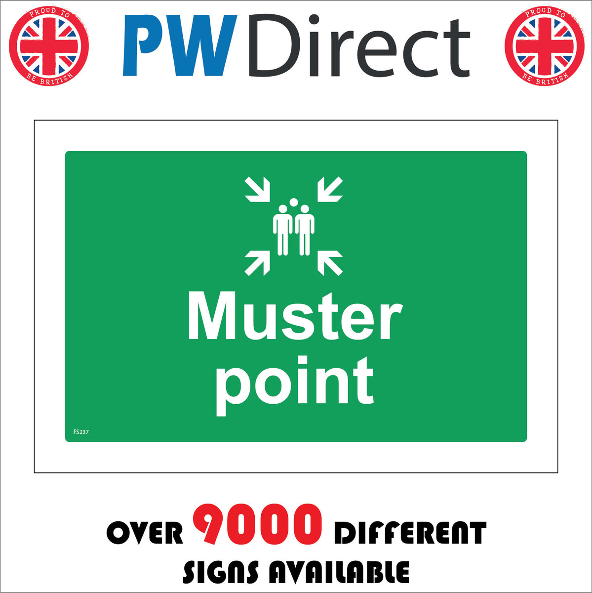Muster point Sign with People Arrows – PWDirect
