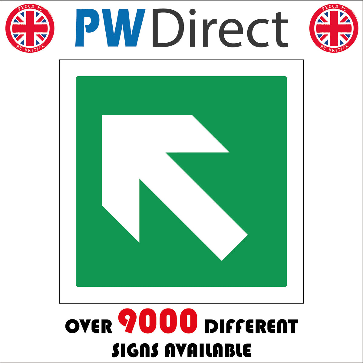 Arrow Diagonal Up Left Direction Way Route Exit Sign with Arrow ...