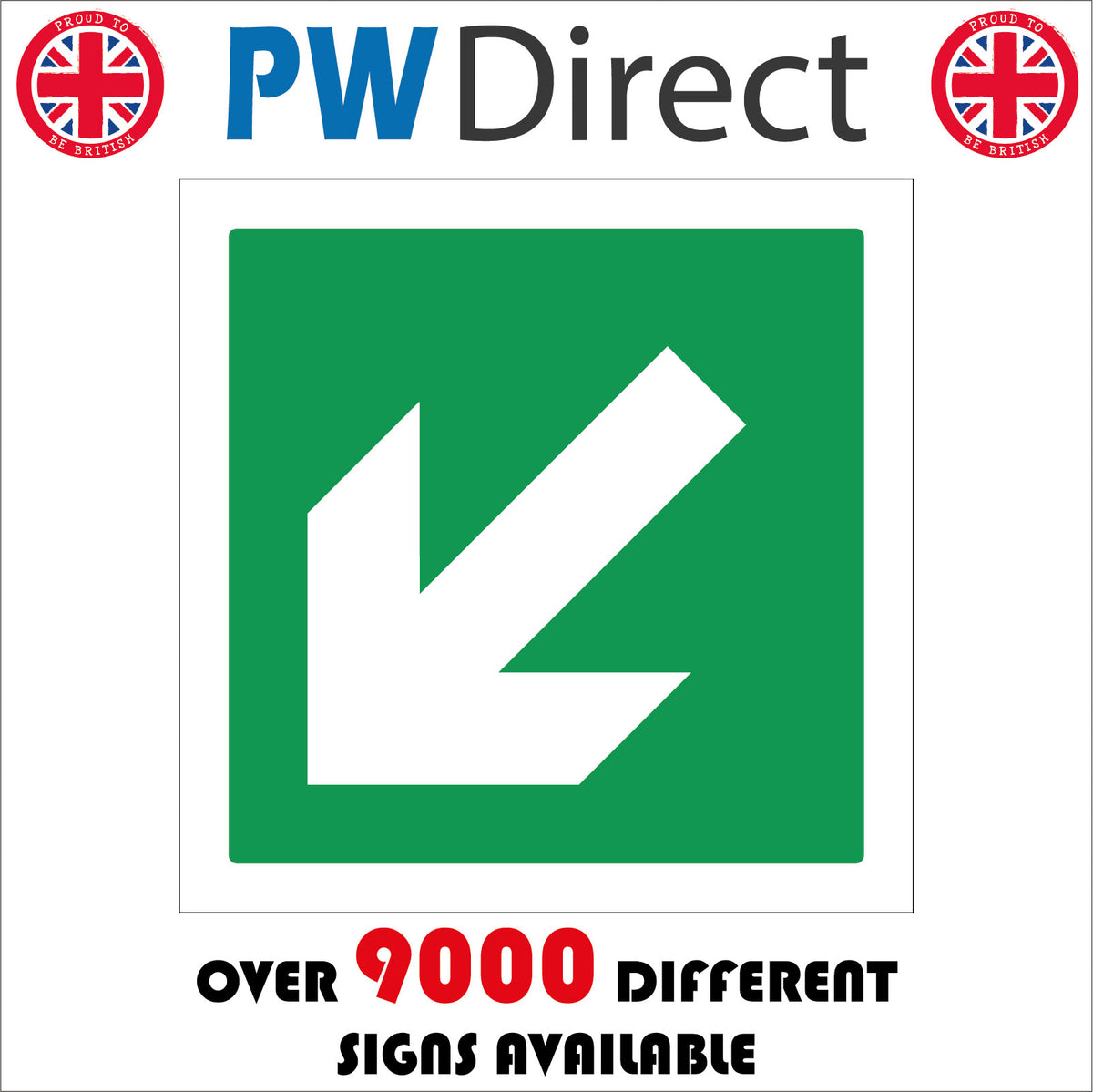 Arrow Diagonal Down Left Direction Route Way Exit Sign with Arrow ...