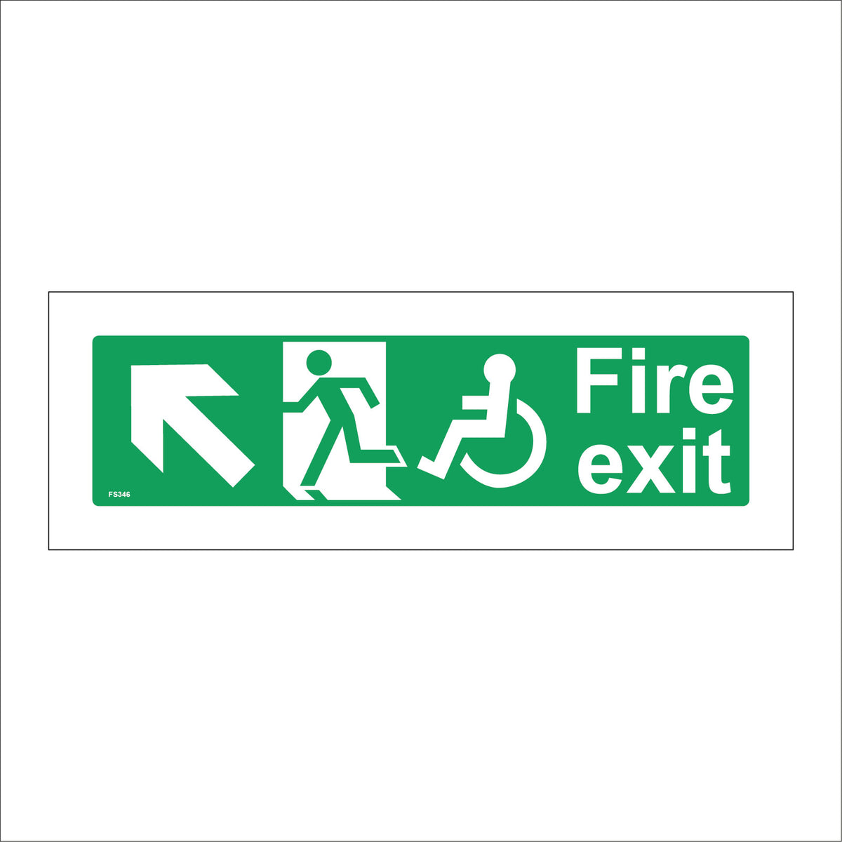Fire Exit Emergency Left North Diagonal Arrow Wheelchair – PWDirect