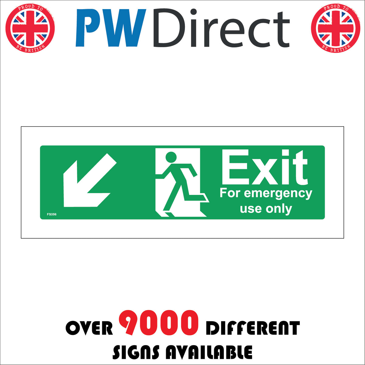 Exit Emergency Use Only Running Man Arrow Left West Door – PWDirect