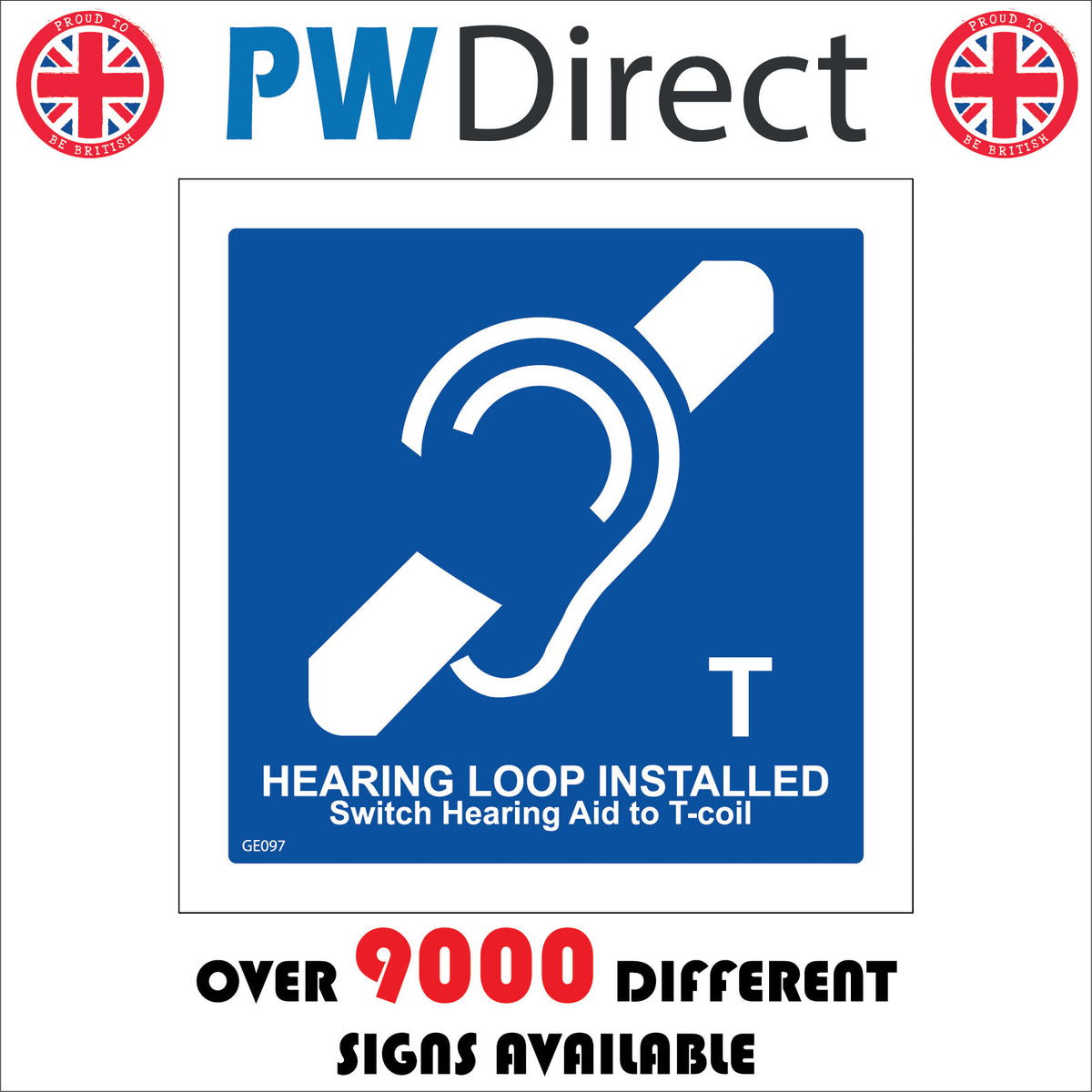 Hearing Loop Installed Switch Hearing Aid To T-Coil Sign with Ear ...