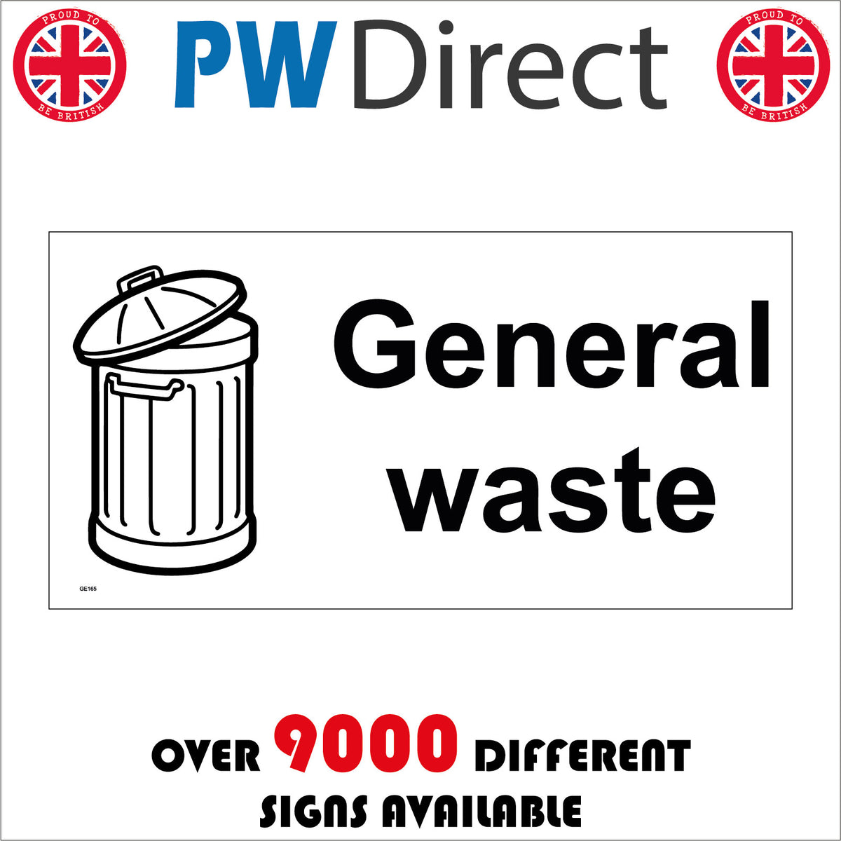 General Waste Sign with Dustbin – PWDirect