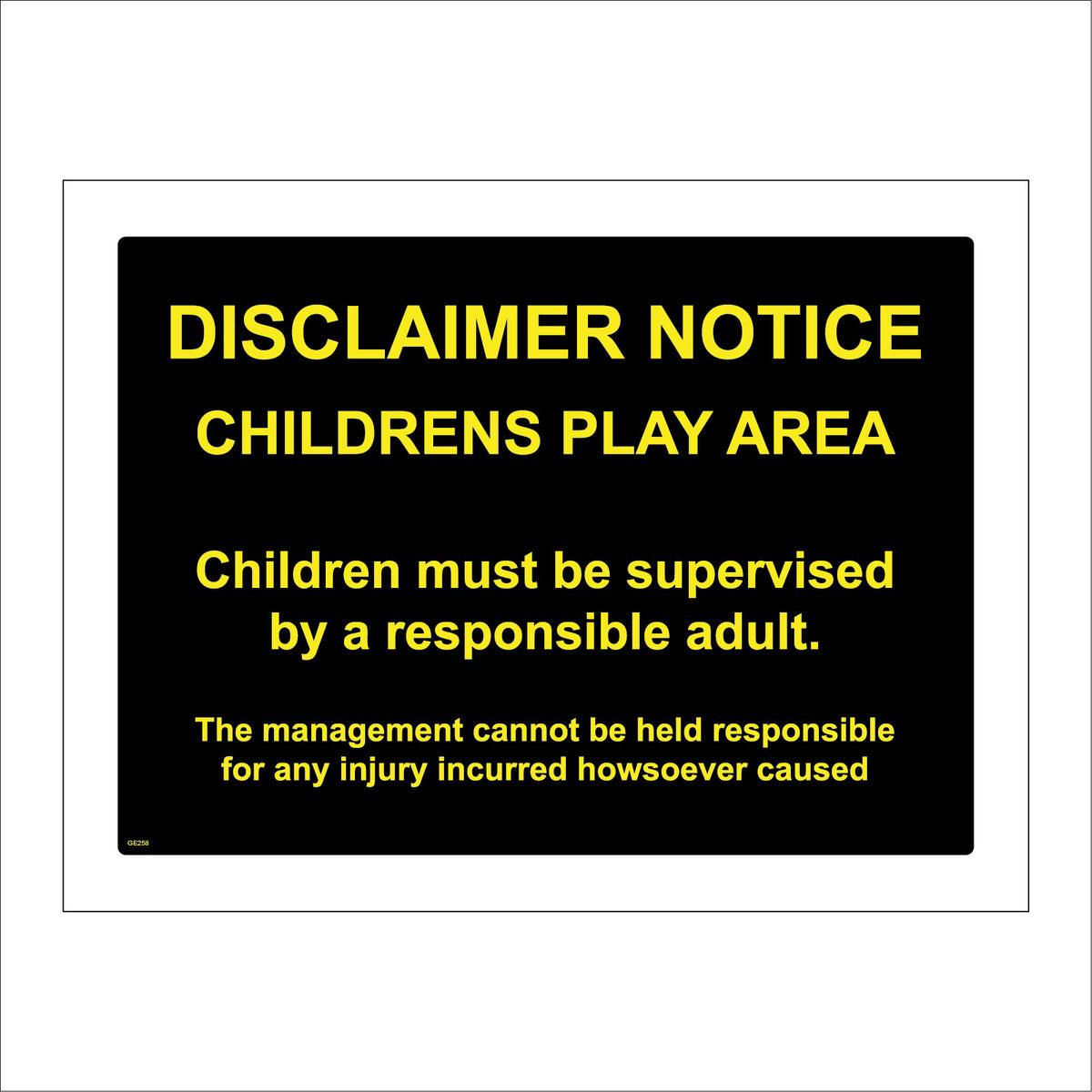 Disclaimer Notice Childrens Play Area Sign – PWDirect